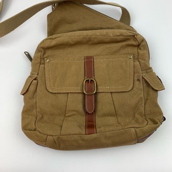 Fossil | Bags | Fossil Tan Canvas Travel Crossbody Bag Pockets | Poshmark